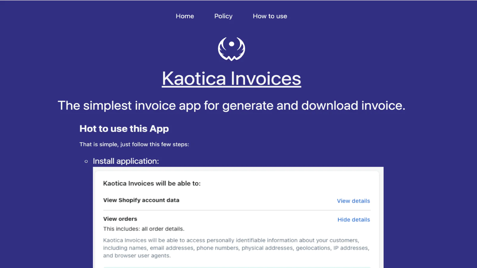 Saas App Store - Kaotica Invoices