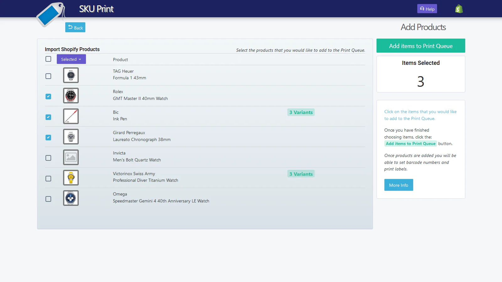 Saas App Store - SKU Print