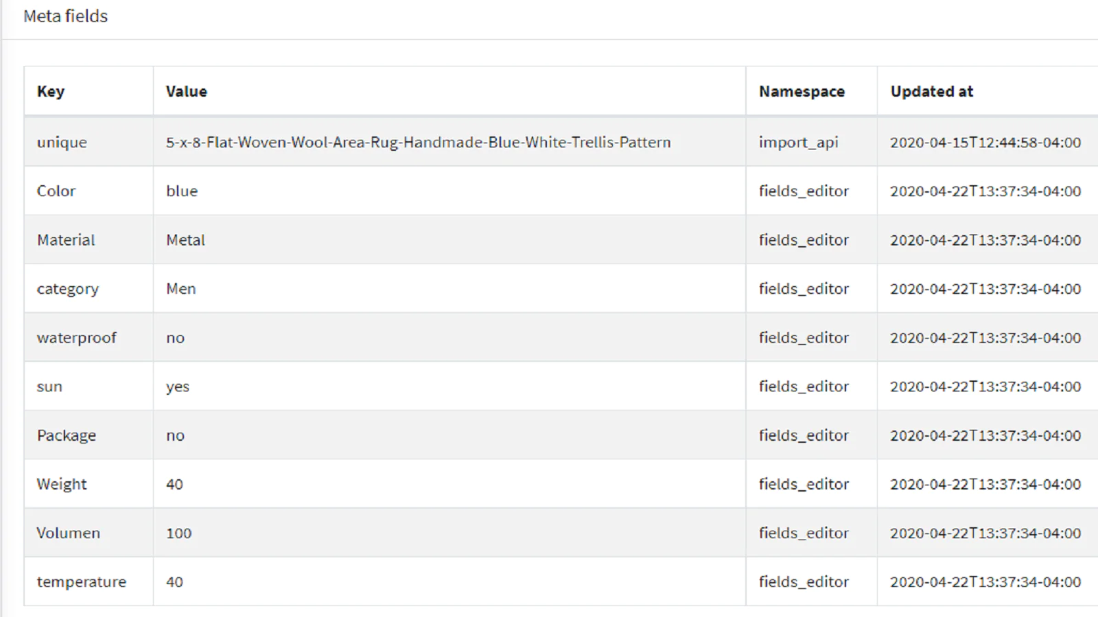 Saas App Store - Meta fields editor