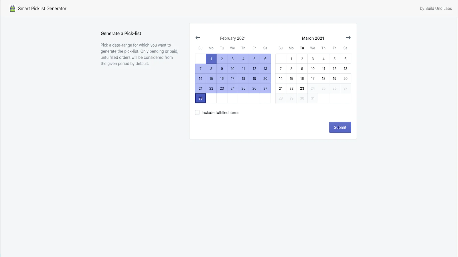 Saas App Store - Smart Picklist Generator
