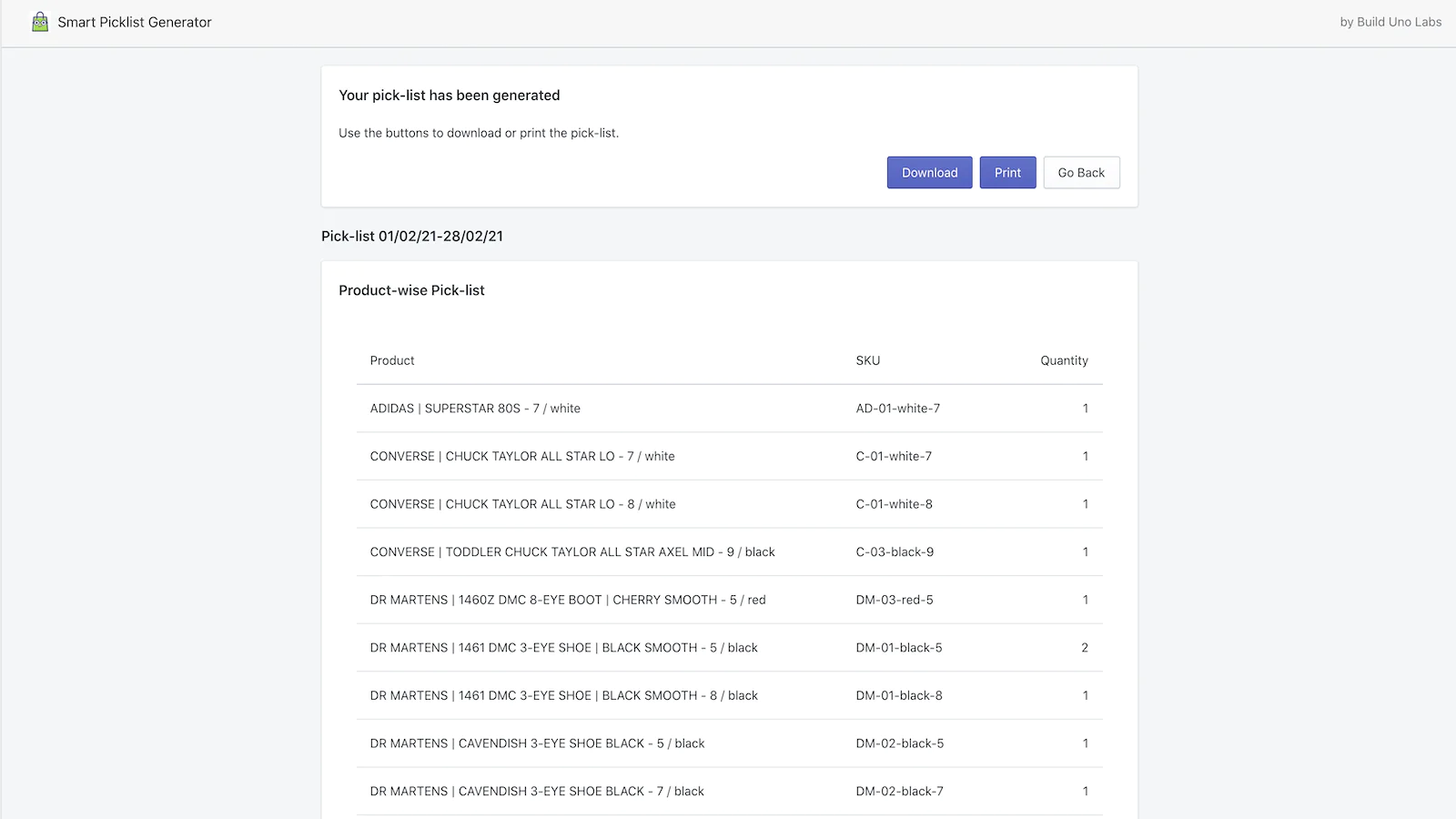 Saas App Store - Smart Picklist Generator