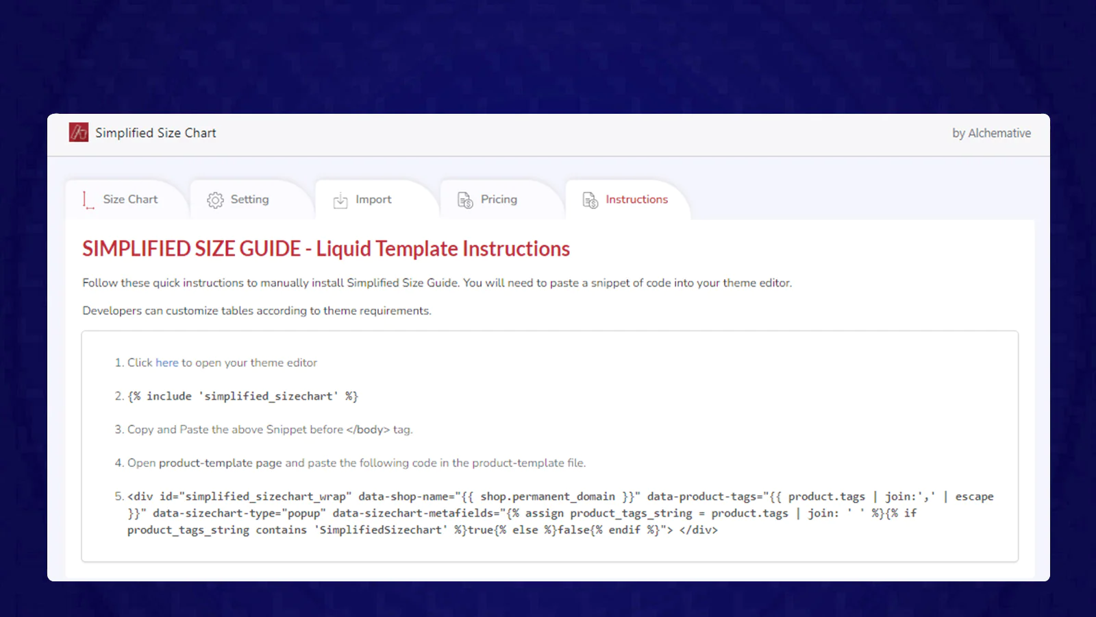 Saas App Store - Simplified Size Chart