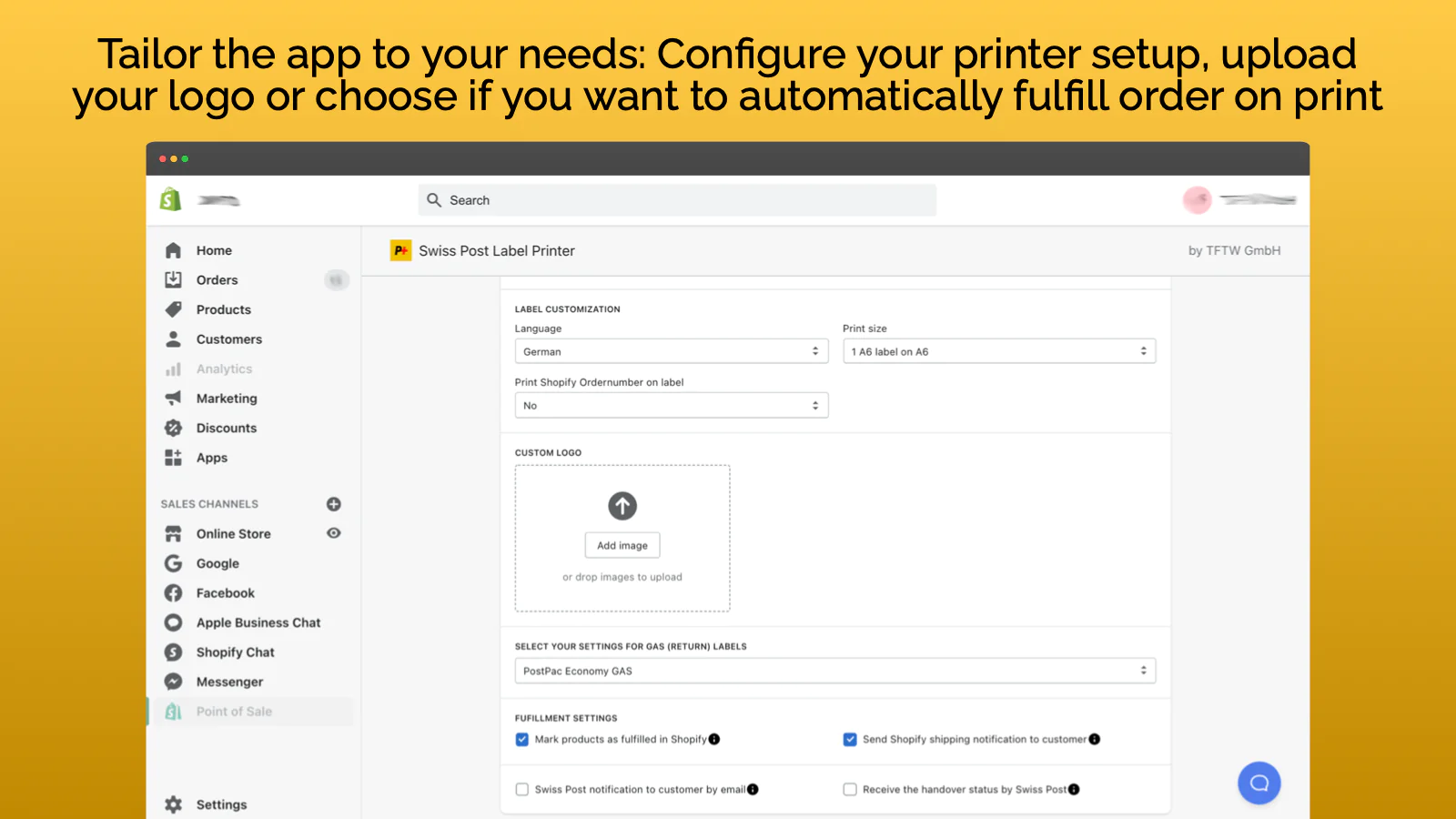 Saas App Store - Swiss Post Label Printer